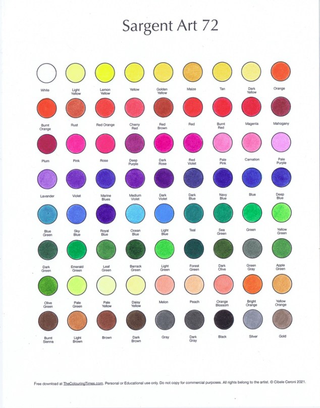 Sargent Art 72 Chart – The Colouring Times