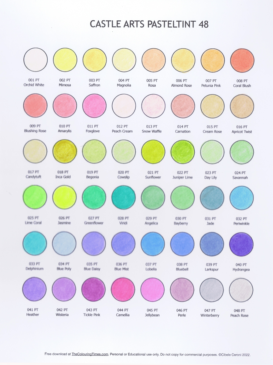Castle Arts Pasteltint 48 Chart – The Colouring Times