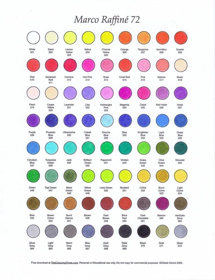 Marco Raffiné 72 Chart – The Colouring Times