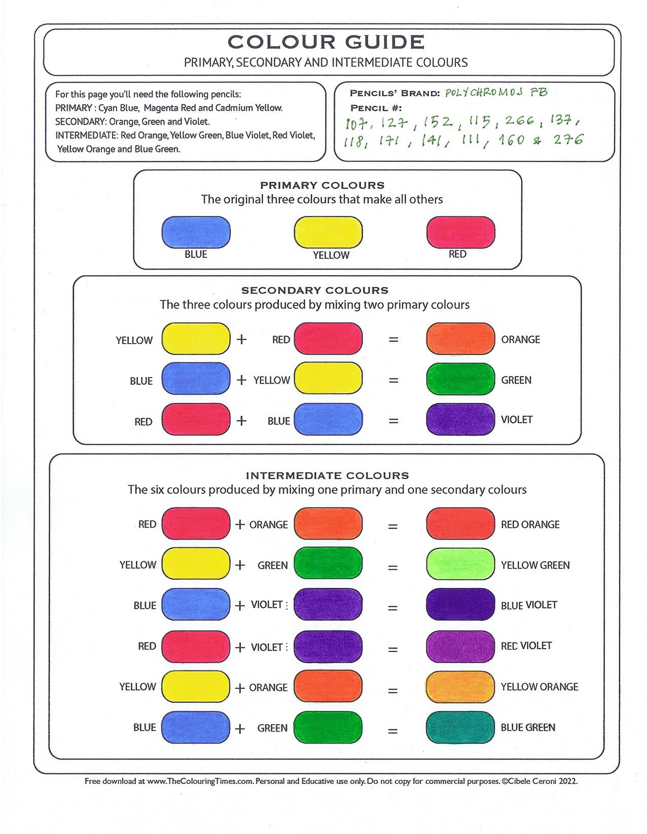 Printable! Primary, Secondary and Intermediary Colours – The Colouring ...